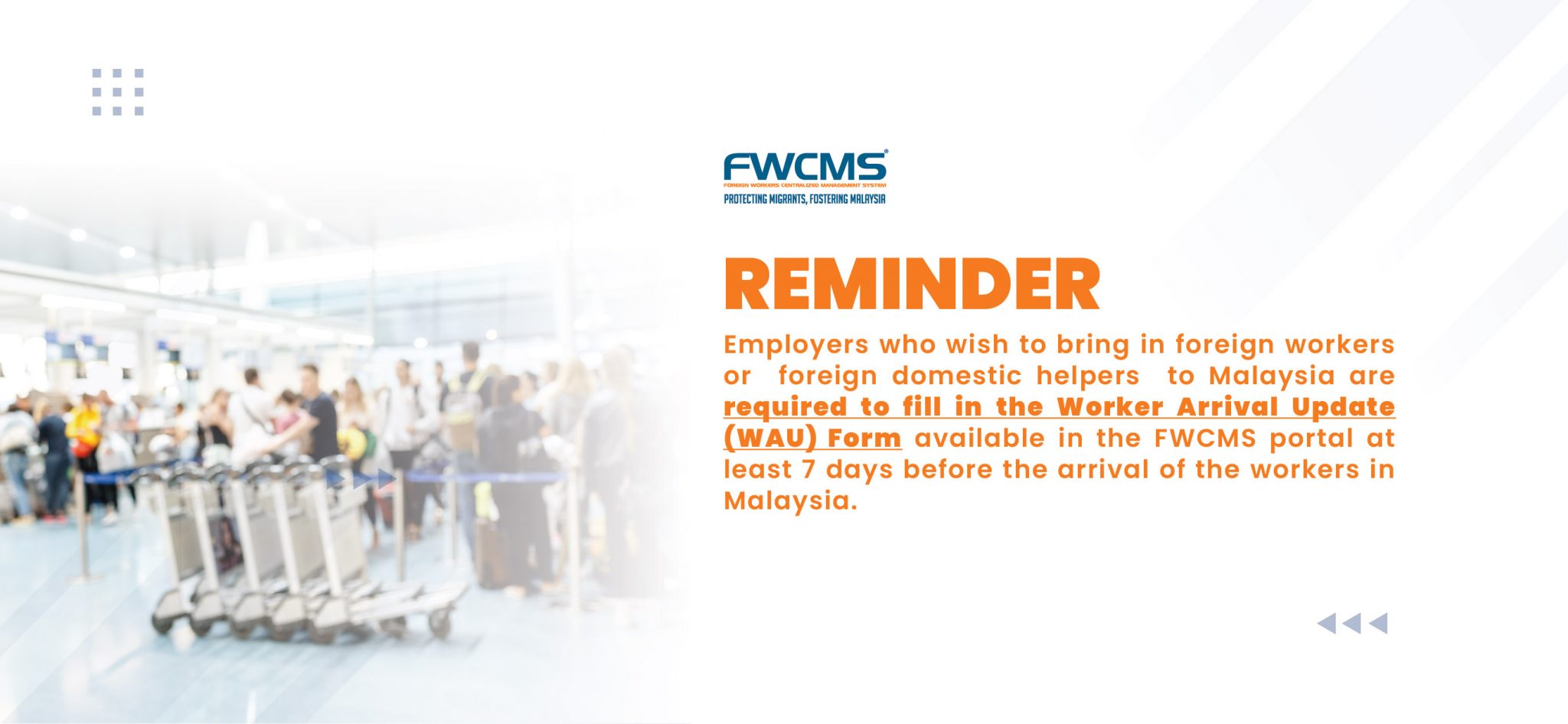 Worker Arrival Update (WAU) Form For Foreign Worker Arrival / Borang ...